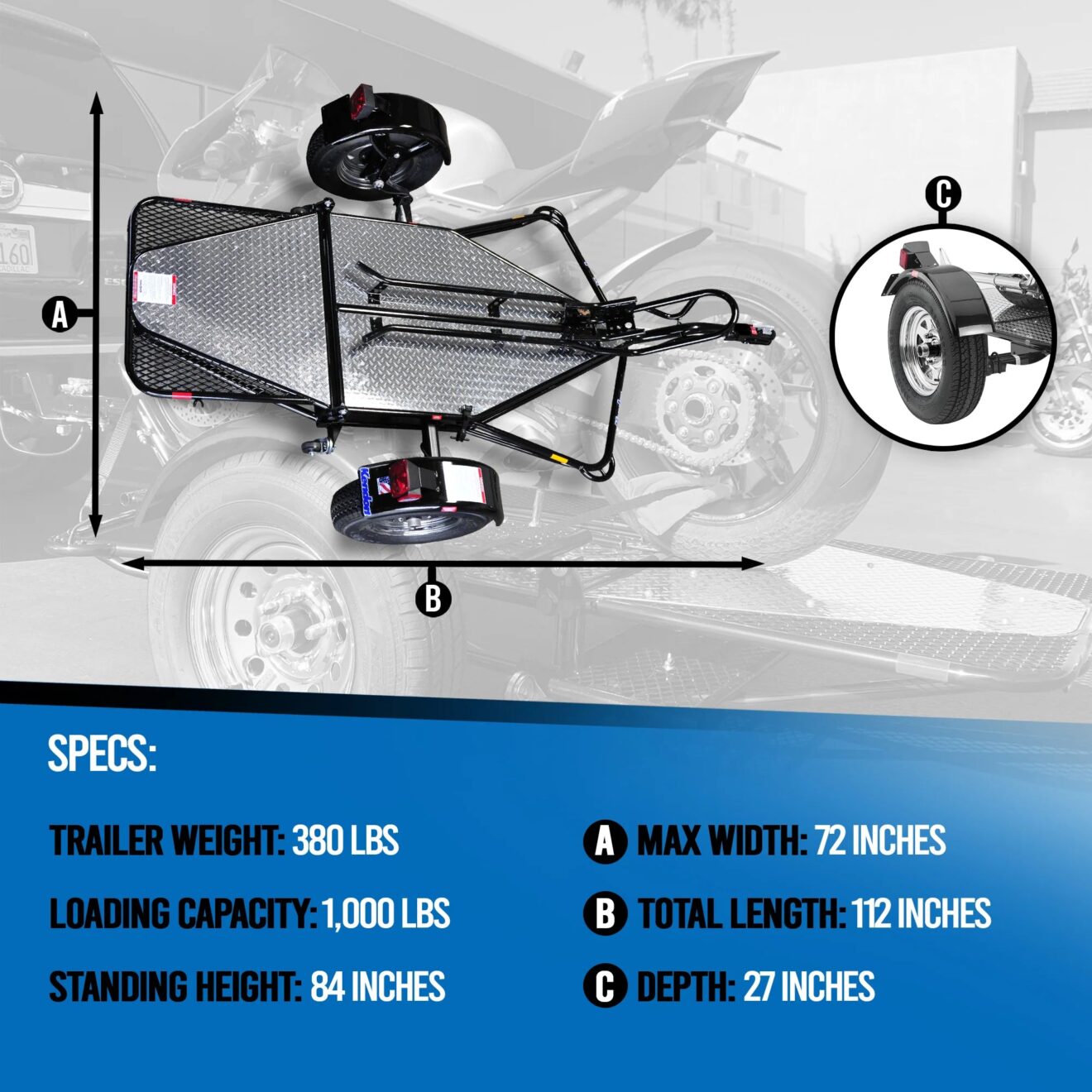 Go! Series Single Rail Ride-Up Folding Motorcycle Trailer – AUTOLIFTS