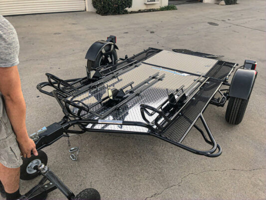 Trinity MT3 Motorcycle Trailer Stand, Store or Roll Ride-Up 3-Rail ...
