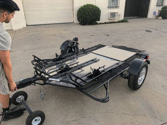 Trinity MT3 Motorcycle Trailer Stand, Store or Roll Ride-Up 3-Rail ...