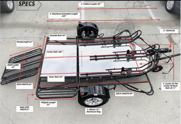 Trinity MT3 Motorcycle Trailer Stand, Store or Roll Ride-Up 3-Rail ...
